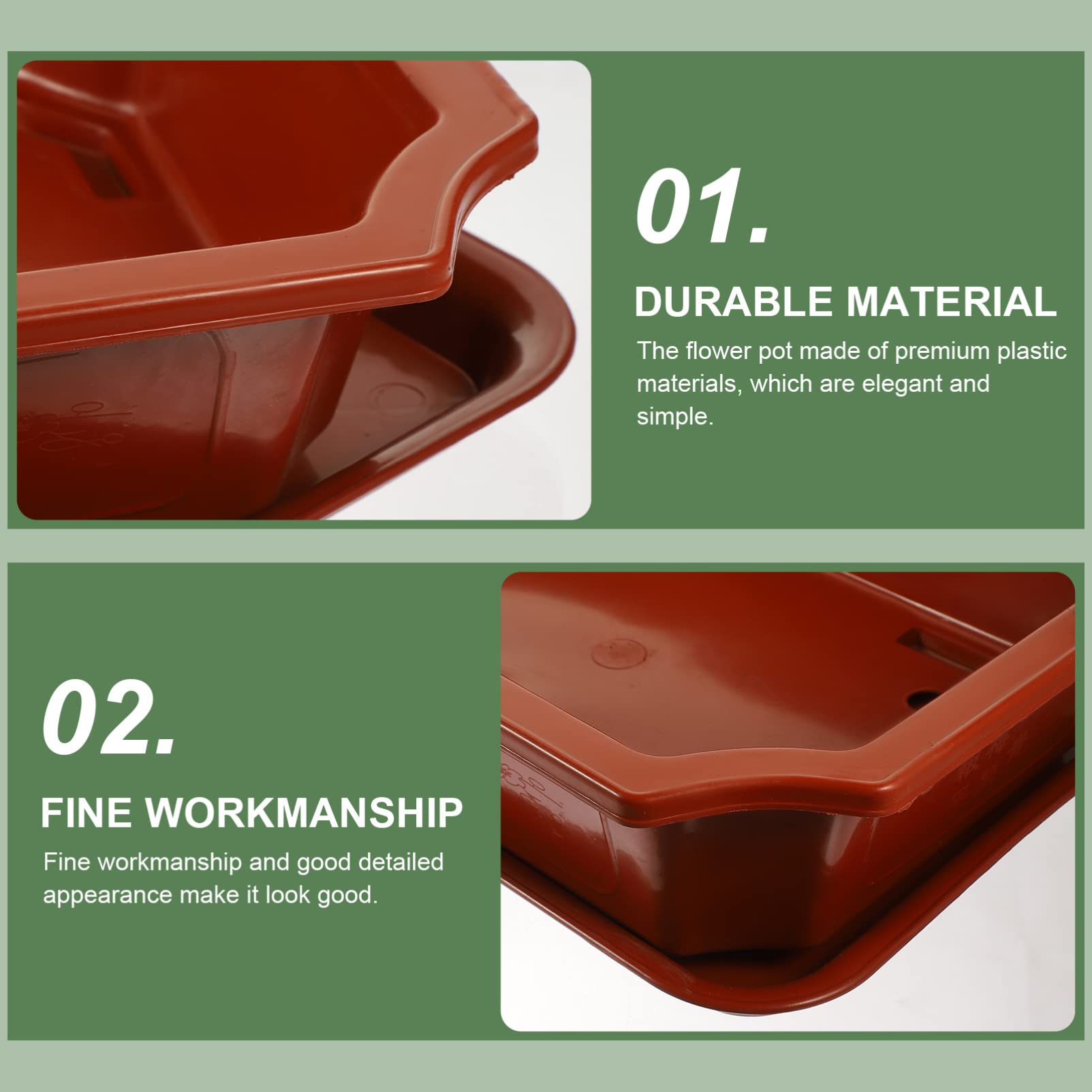 GANAZONO Plant Pots Flowerpot Bonsai Training Pots Rectangular Planter Pots Plant Growing Pots Plants Growing Planter with Drainage Tray Gardening Bonsai Container Hanging Planter