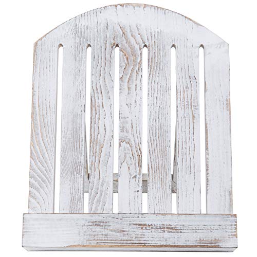 MyGift Shabby Whitewashed Wood Cookbook Holder Stand, Countertop Recipe Book Binder iPad Tablet Holder with Kickstand