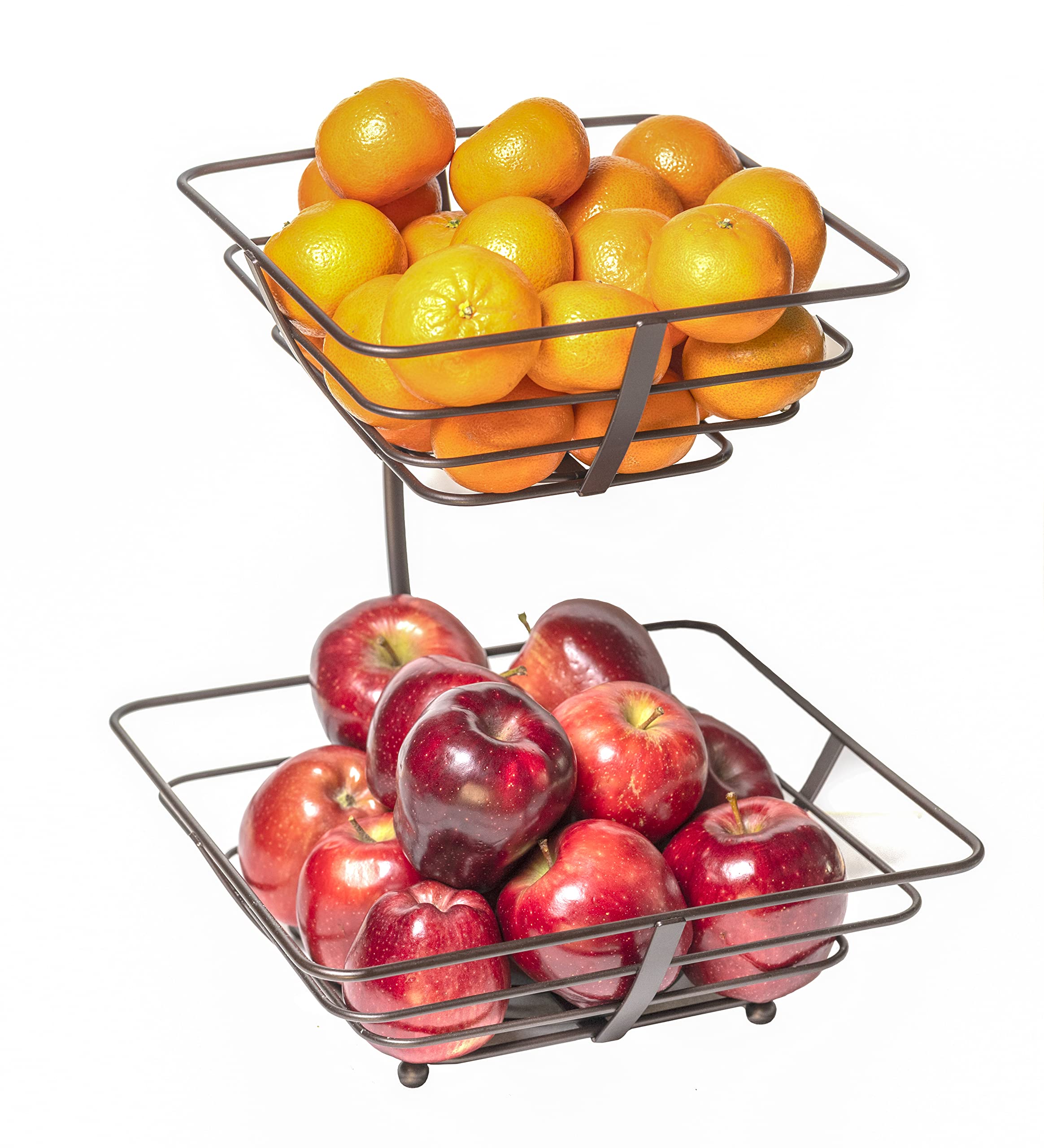 Francois et Mimi Extra-Large Two-Tier Countertop Double Fruit and Vegetables Basket, Fruit Bowl Stand (Bronze)