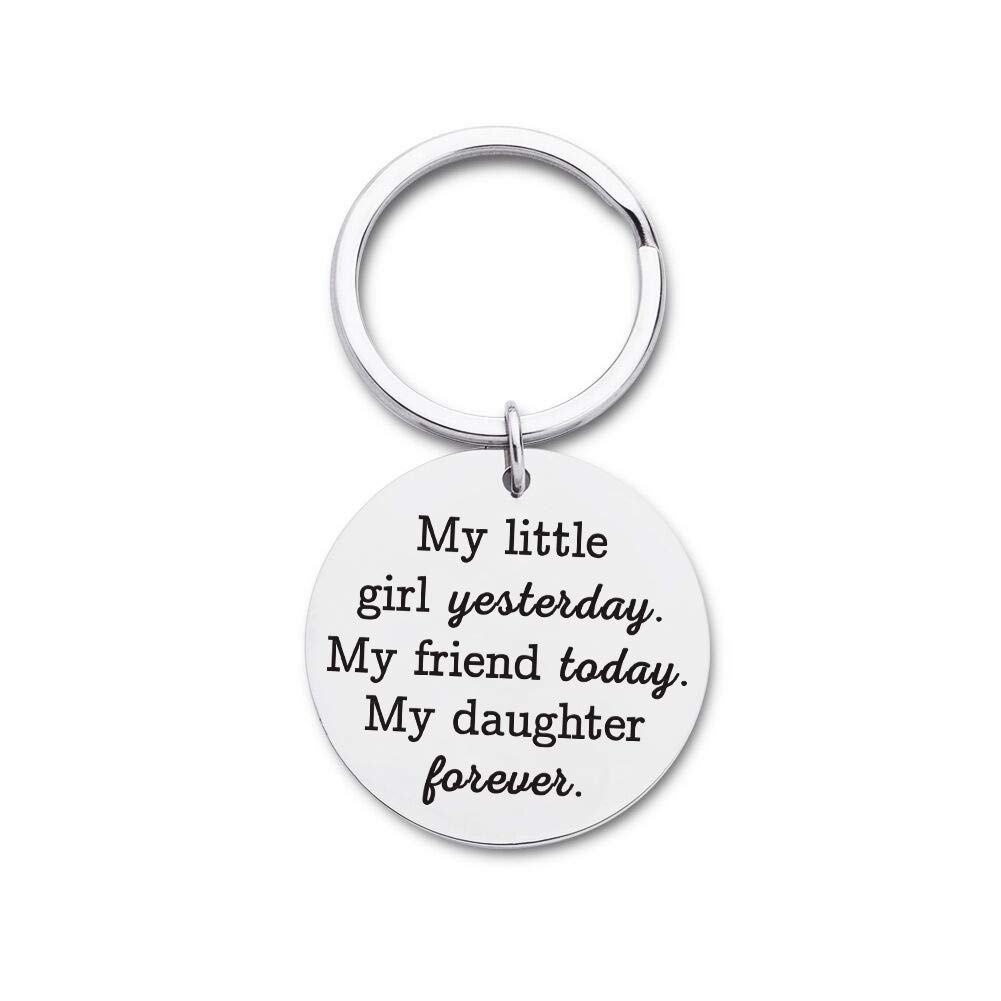 Daughter Keychain Gift from Father Mother for Bride Adult Daughter Little Girl Birthday Wedding Valentine Day Graduation Christmas Dad Mom Gifts for Women Teen Teenage Key Ring Jewelry