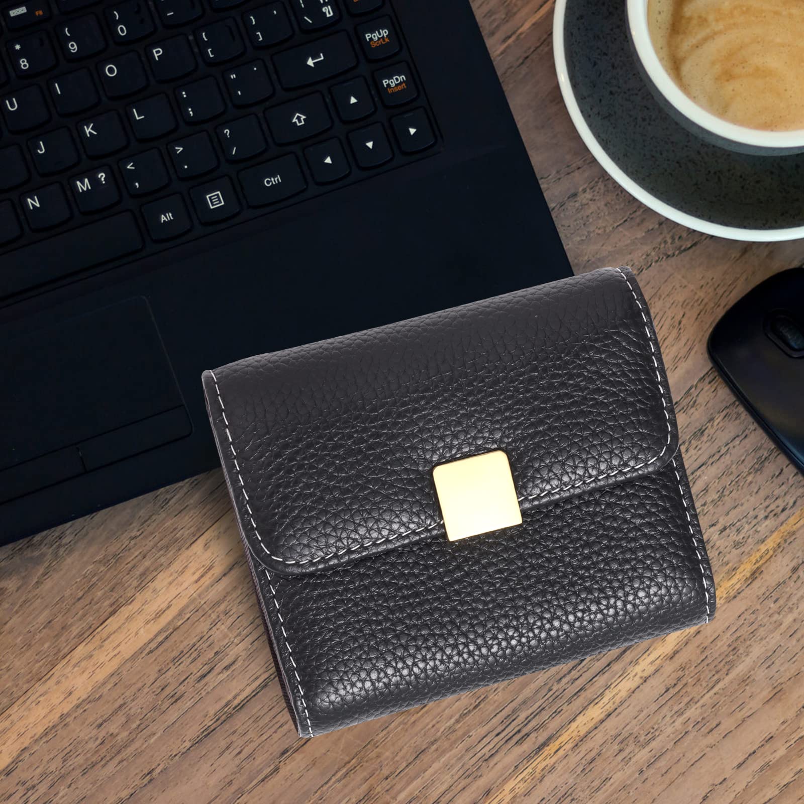 EXT-FAN Credit Card Holders RFID Small Wallet for Women Envelope System Purse Compact Card Cases & Money Organizers (black)