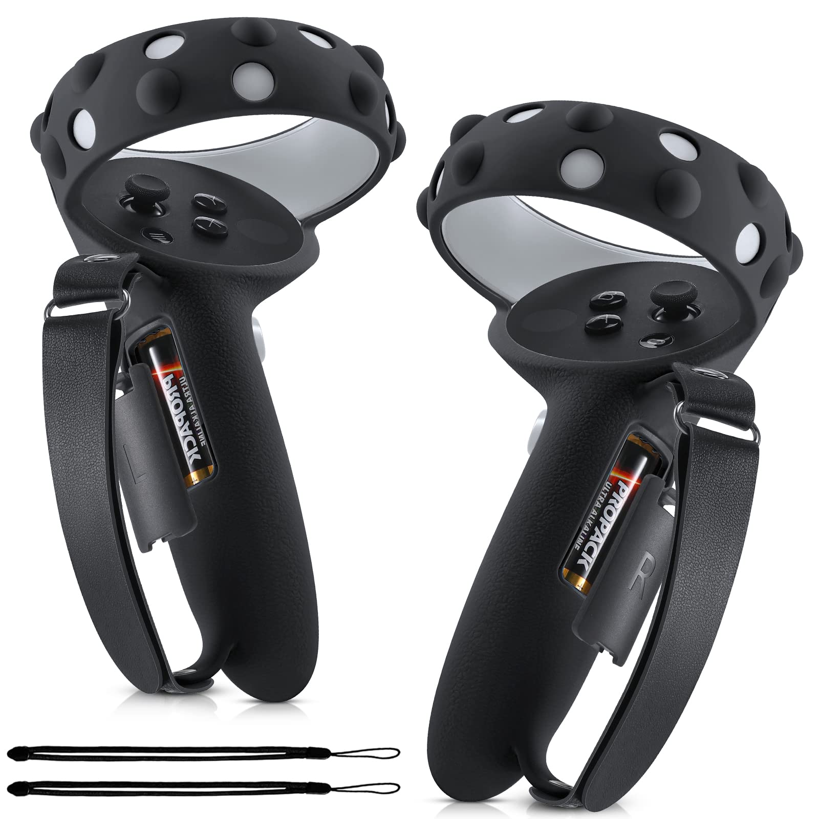 Extended Controller Grip Large Palms Compatible with Oculus Quest 2 Accessories (Black)