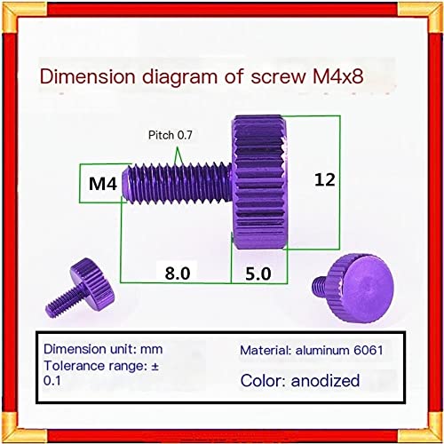 GUSTYT Screw M4x8mm Aluminum Alloy Iron Man Assembly Color Computer Case Side Panel Cover Screw Thumb Screws (Color : Portuguese Purple)