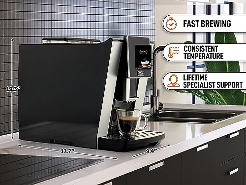 Zulay Kitchen Magia AMPRO Automatic Espresso Machine with Grinder & Milk Frother - Fully Automatic Coffee Machine with Touch Screen, 4 Customizable Recipes - Coffee Maker with Grinder Built In