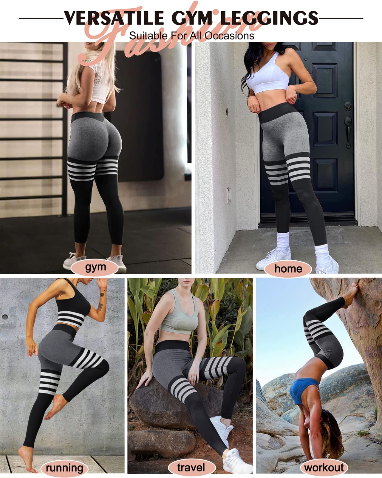 Fanseler Women's scrunch butt lifting seamless leggings High Waisted Booty Yoga Pants Tummy Control Sports Compression Tights Grey
