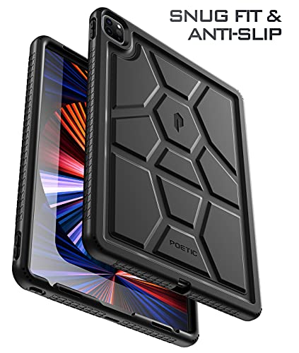 Poetic TurtleSkin Case Designed for for iPad Pro 12.9 6th Generation 2022 / 5th Gen 2021 / 4th Gen 2020 / 3rd Gen 2018, Rugged Shockproof Drop Protection Kids Friendly Silicone Cover Case, Black