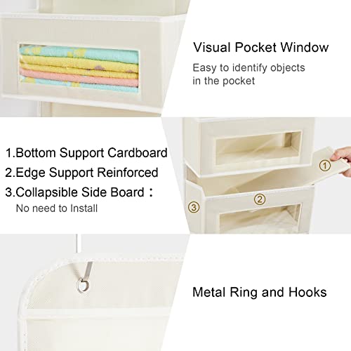YOUDENOVA Over Door Organizer, 6-Shelf Nursery Hanging Organizers for Baby Essential, Closet Door Organizer for Dorm, Beige