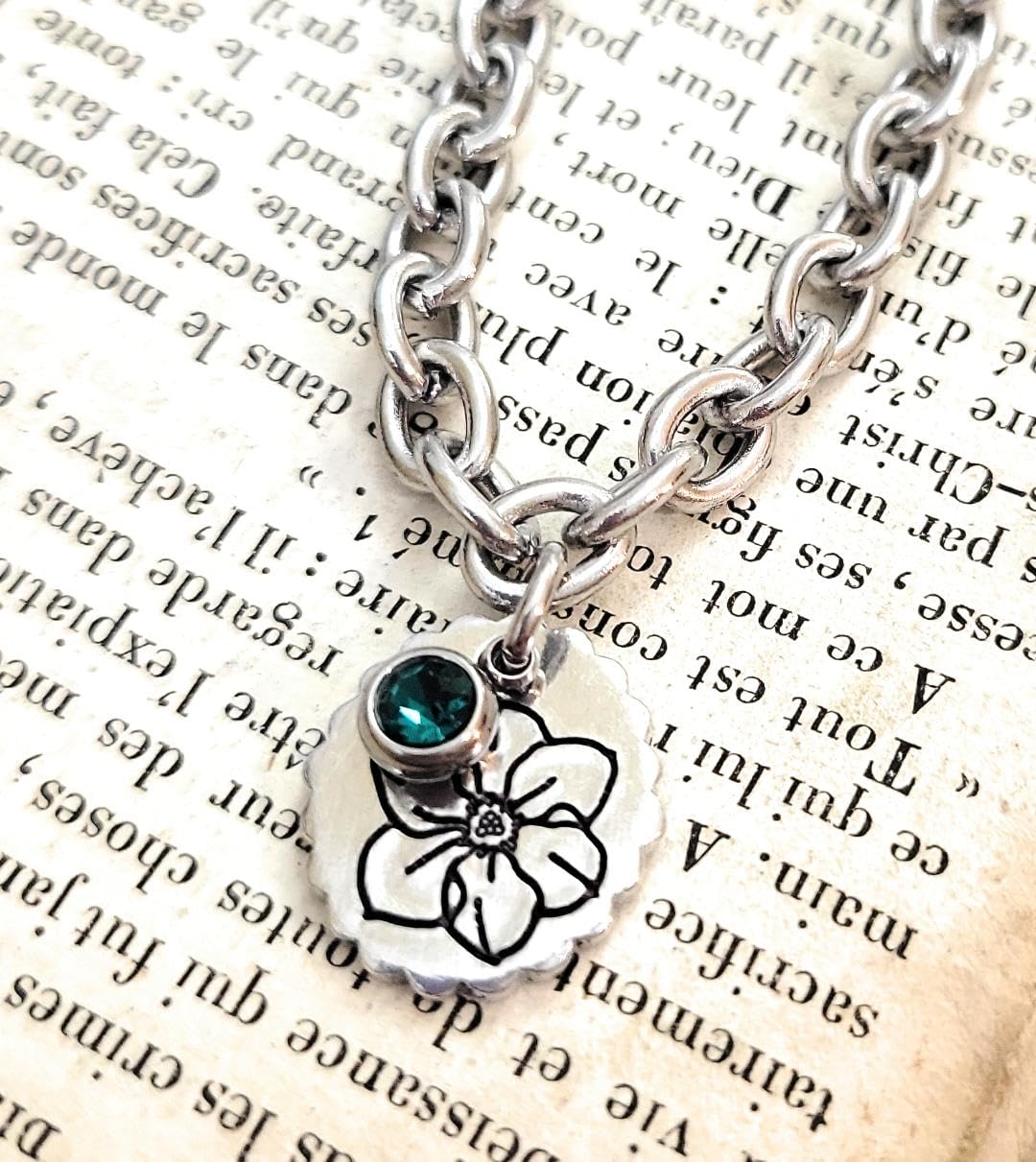 December Birthstone Charm Bracelet and Birth Month Narcissus Flower Simple Dainty Gift for Her Mom Daughter