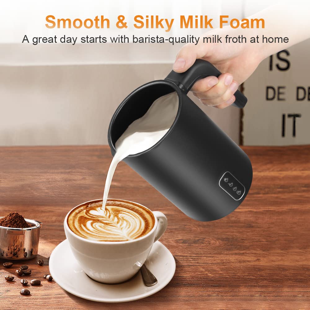 GAOCO Milk Frother, 4 in 1 Multifunction Electric Milk Steamer Soft Foam Maker with Two Whisks for Frothing and Heating Milk & Silent Operation for Coffee, Latte, Macchiato