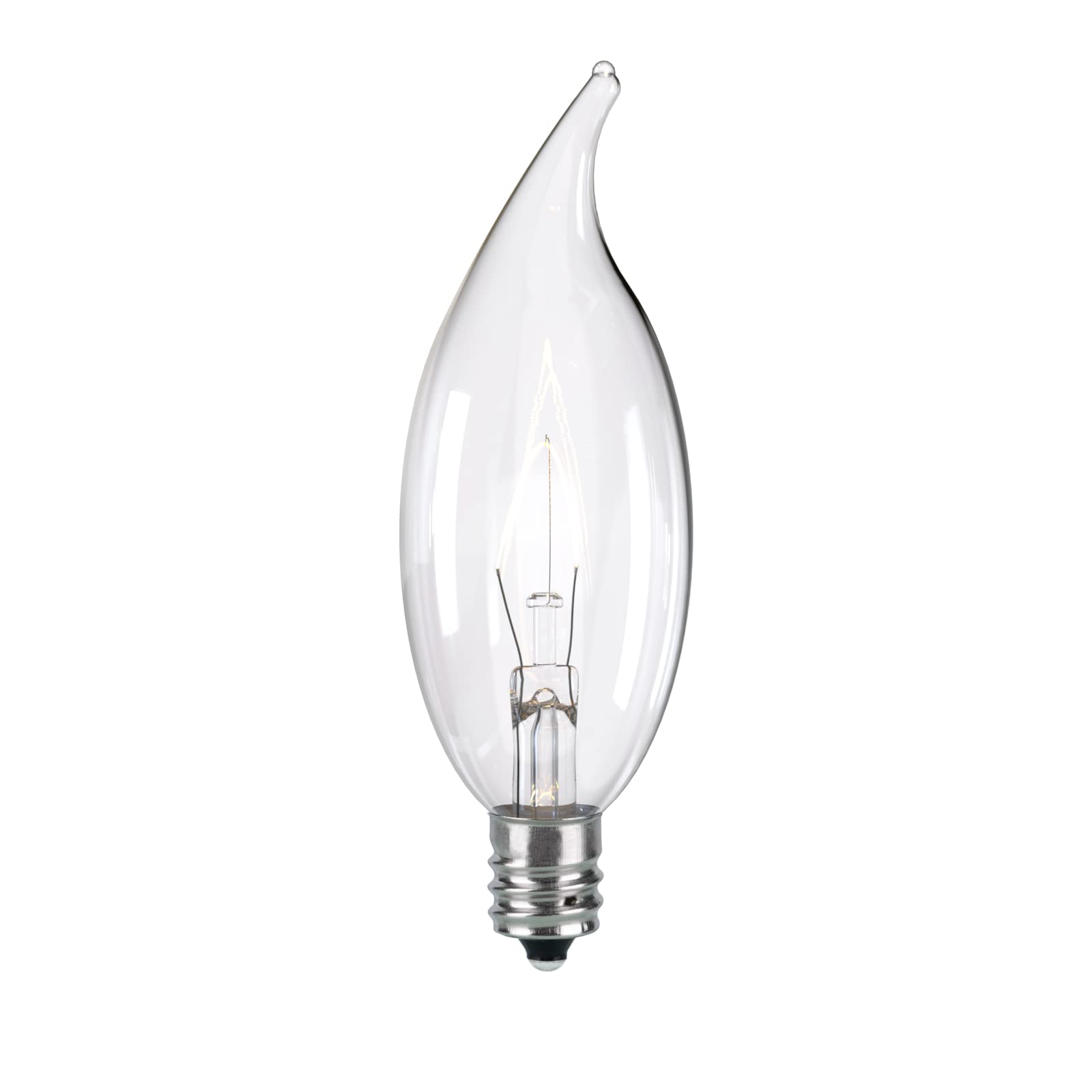 DGE 25 Watt Warm White Ceiling Fan Light Bulbs C32 Chandelier Light Bulbs Bright and Long Lasting 230 Lumen Bent Tip Light Bulb with E12 Candelabra Base, 12 Packs
