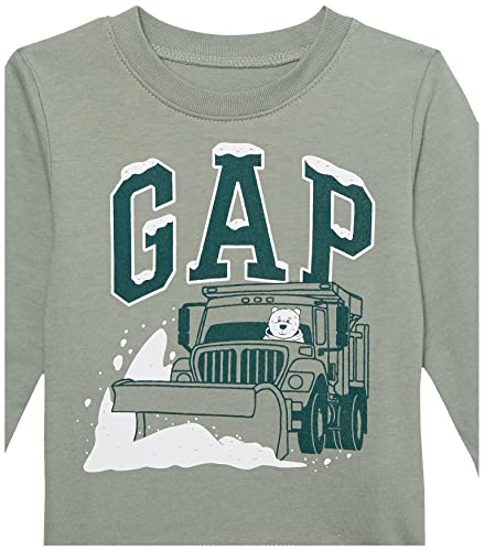 GAP Baby Boys Long Sleeve Logo T-Shirt T Shirt, Gasoline Green, 3T US