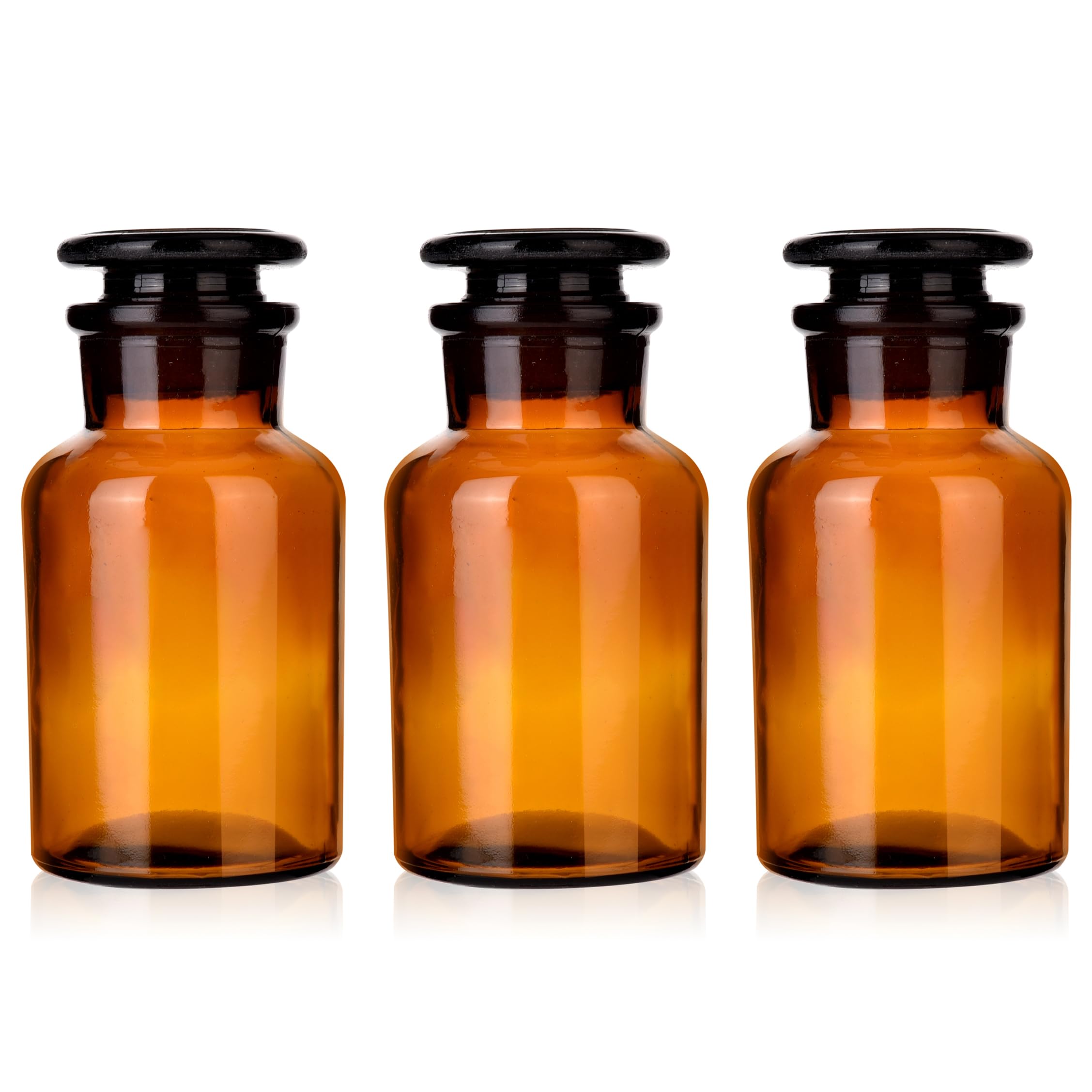 Kestun 1000ml Lab Glass Reagent Bottle,Wide Mouth Glass Amber Storage Bottle with Ground Stopper,Decorative Bottles/Vase