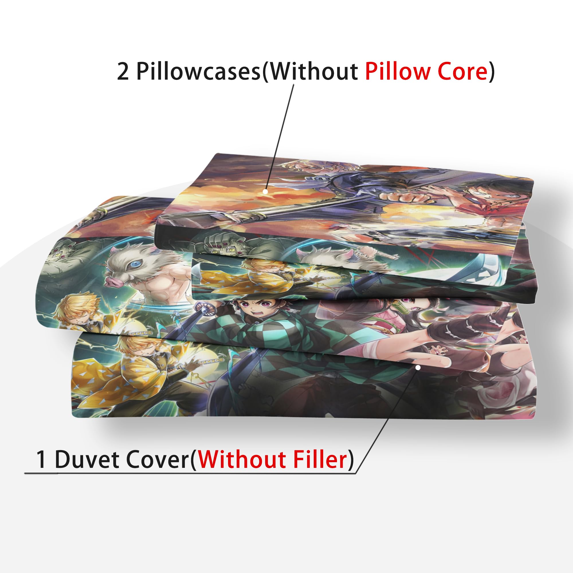 KNBNFD Anime Character Collection Duvet Cover Bedding Set,3D Cartoon Soft Comfortable Quilt Cover Twin Full Queen King Size with Pillowcase (Color 10, Full)