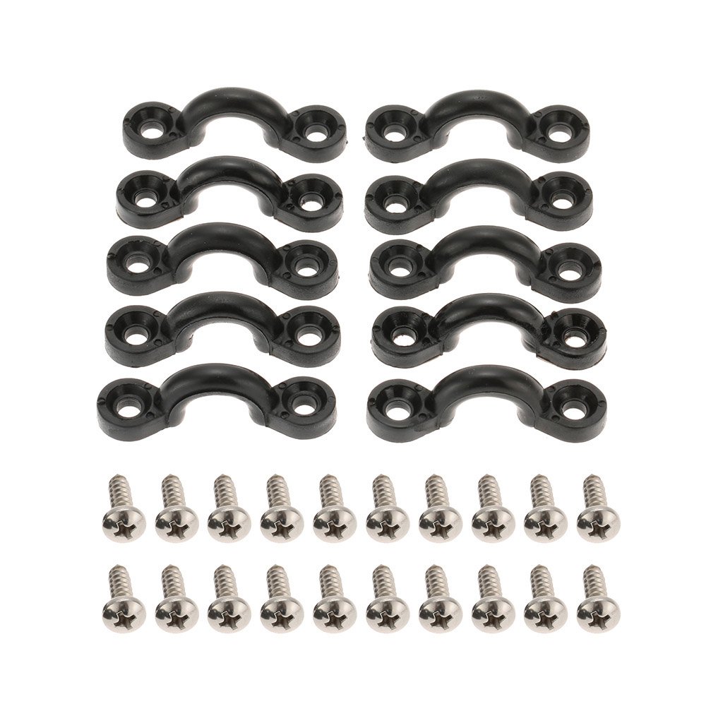 Doorslay 10pcs Nylon Bungee Deck Loops Tie Down Pad Eye with 20 Screws Kayak Hardware Kayak Pad Eye Kit for Kayaks, Canoes or Boats