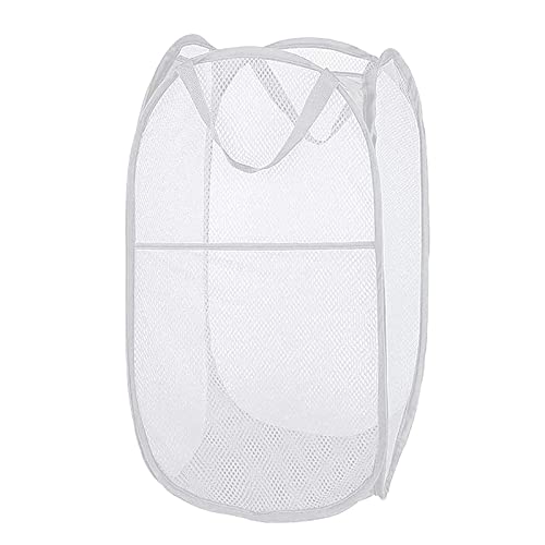 LAPUTA Dirty Clothes Basket Multipurpose Large Capacity Dirty Clothes Mesh Laundry Hamper with Carry Handles for Home White