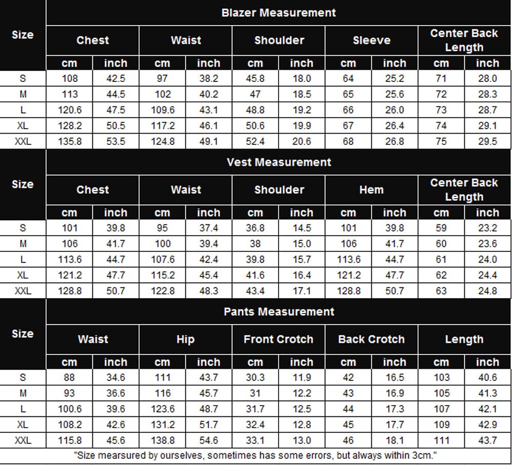 COOFANDY Mens Slim Fit 3 Piece One Button Business Wedding Prom Suits Blazer Tux Vest & Trousers Black Small