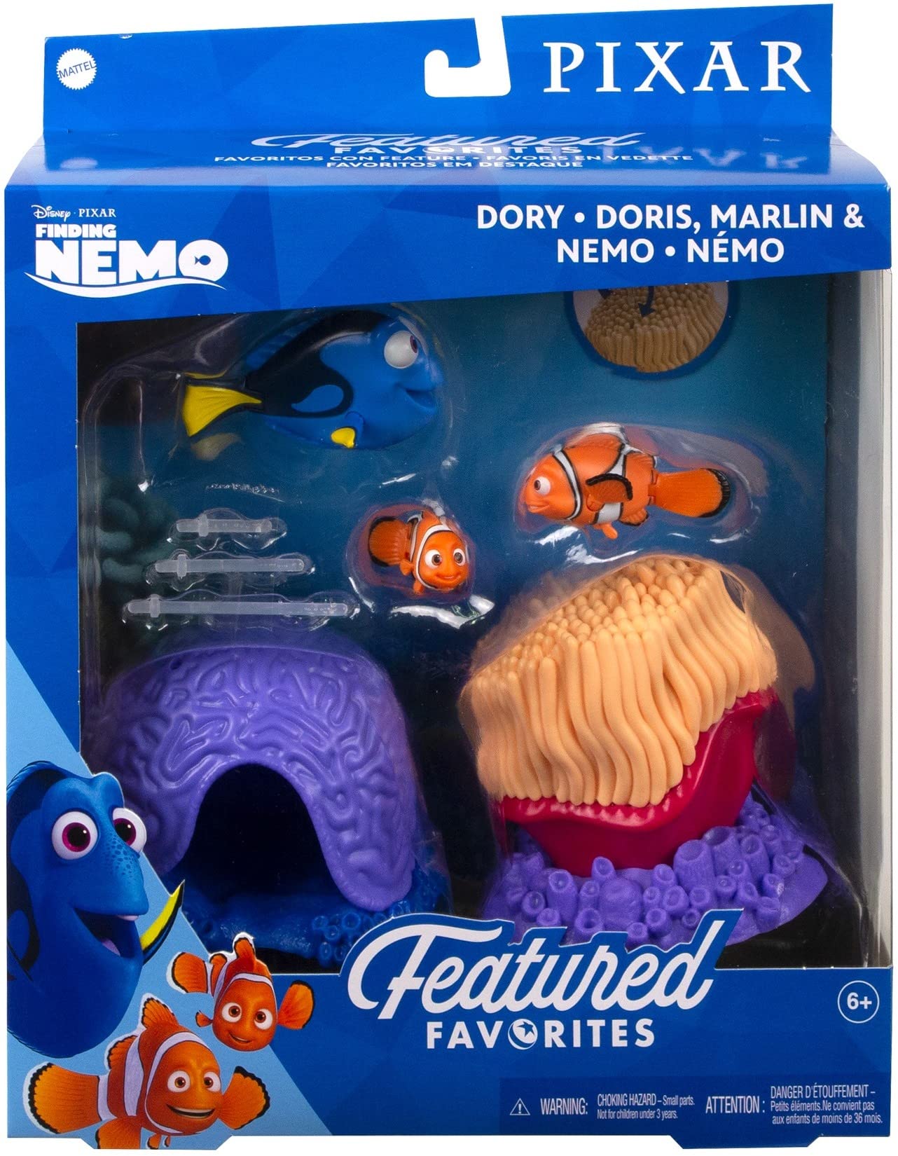 Disney Pixar Featured Favorites Finding Nemo Collectable Figures Marlin, Nemo & Dory with Accessories, Posable Toys with Authentic Look, Collectors Gift Ages 6 Years & Older