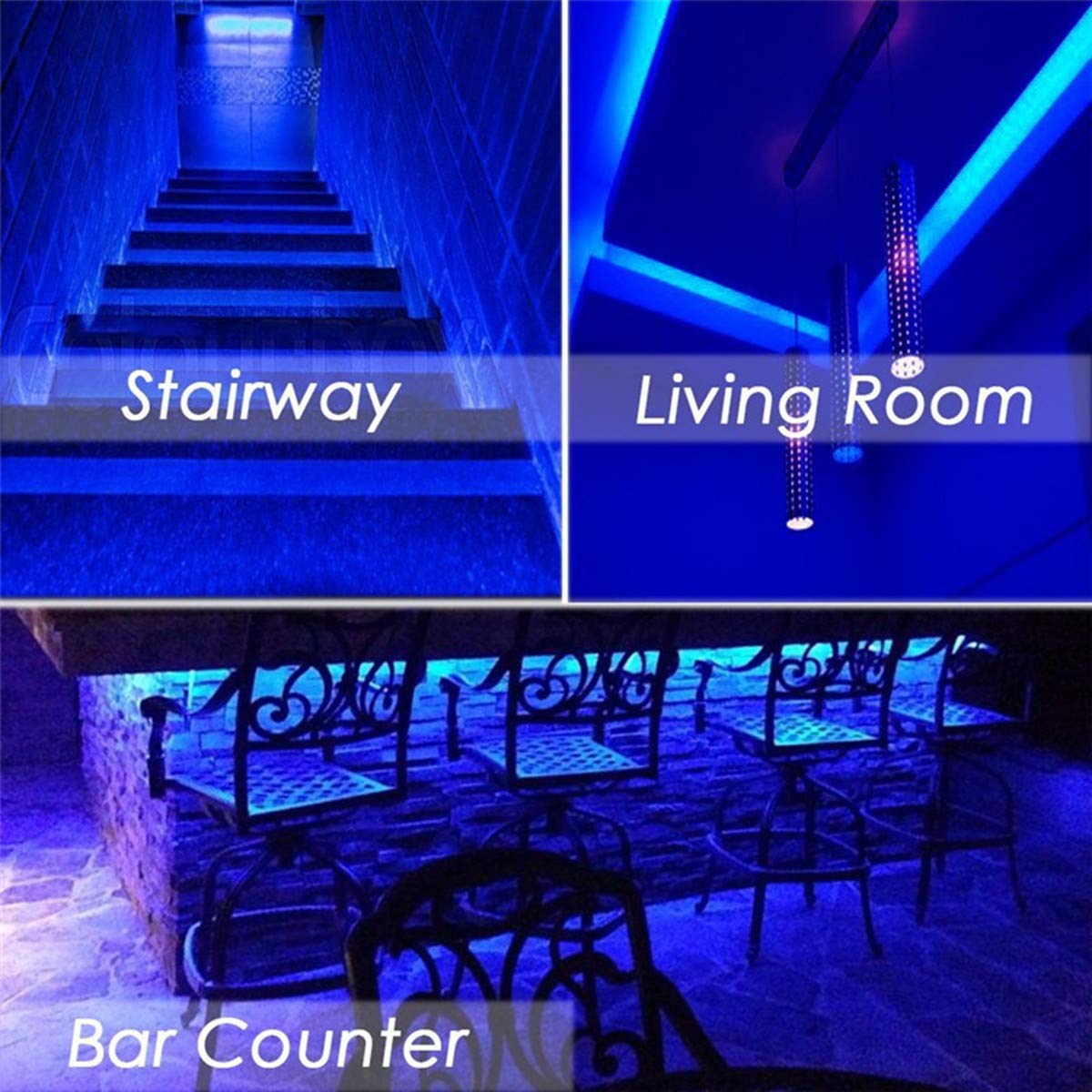 echosari Blue Led Strip Lights Waterproof Battery Operated with Remote, 8 Modes, Dimmable, Timer, Self-Adhesive, Cuttable, 3M 90Led Battery Strip Led Light for Indoor Outdoor Decor