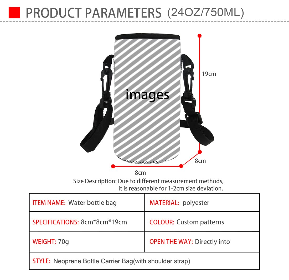 Freewander Customize Water Bottle Carrier Holds 24OZ/34OZ Stainless Steel Bottles Plastic Bottles Custom Your Own Image Text