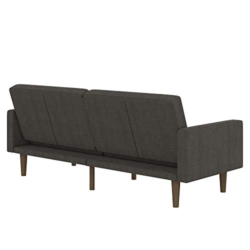 DHP Paxson Futon with USB Port, Convertible Sofa Bed, Dark Gray