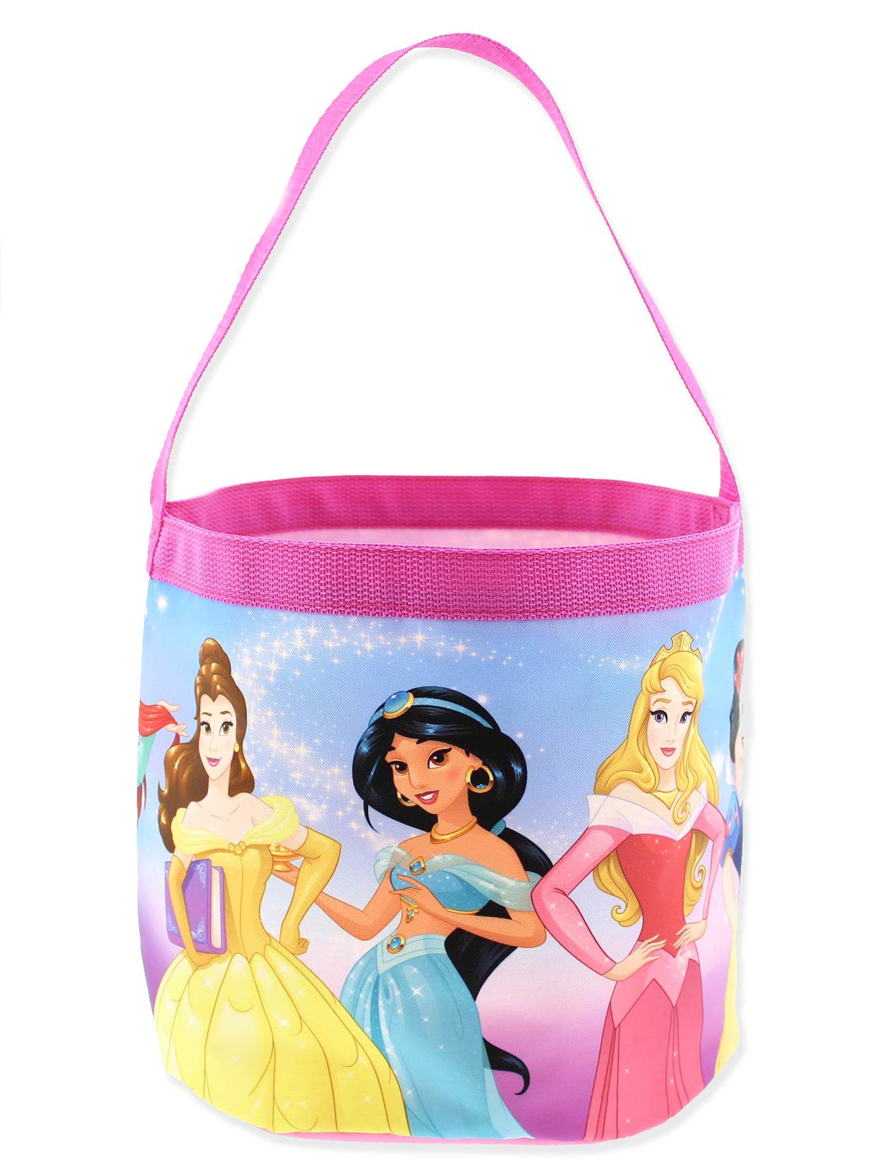 Disney Princess Girls Collapsible Nylon Gift Basket Bucket Tote Bag (One Size, Pink)
