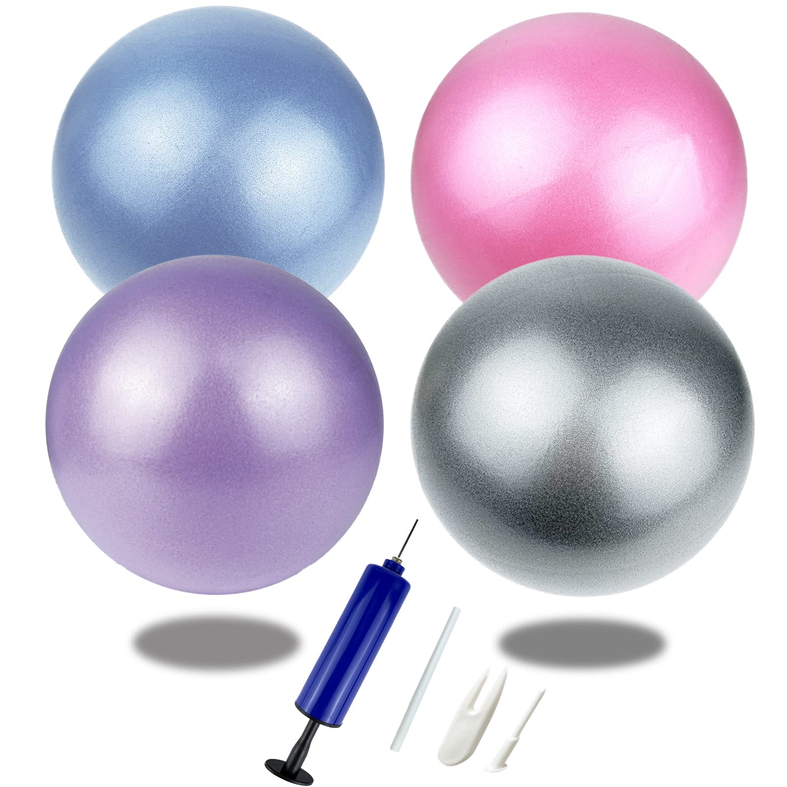 FYOURH Pilates Ball 9 inch with Pump 5.2oz for Exercise Home Workout Physical Therapy Yoga Pink