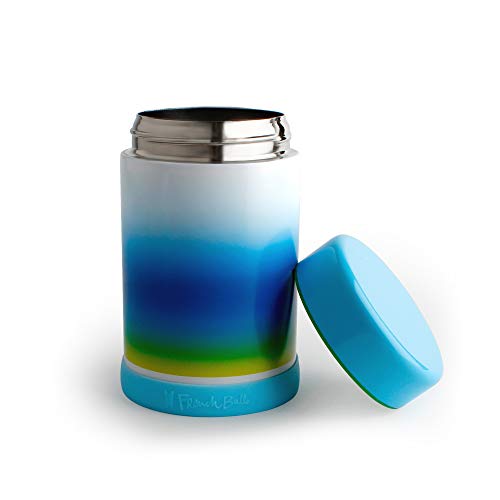 French Bull Stainless Steel Leak Proof Hot Lunch Thermos Vacuum Insulated Food Soup Jar Container, Easy Grip Lid, 16oz, Blue Ombre (71134)