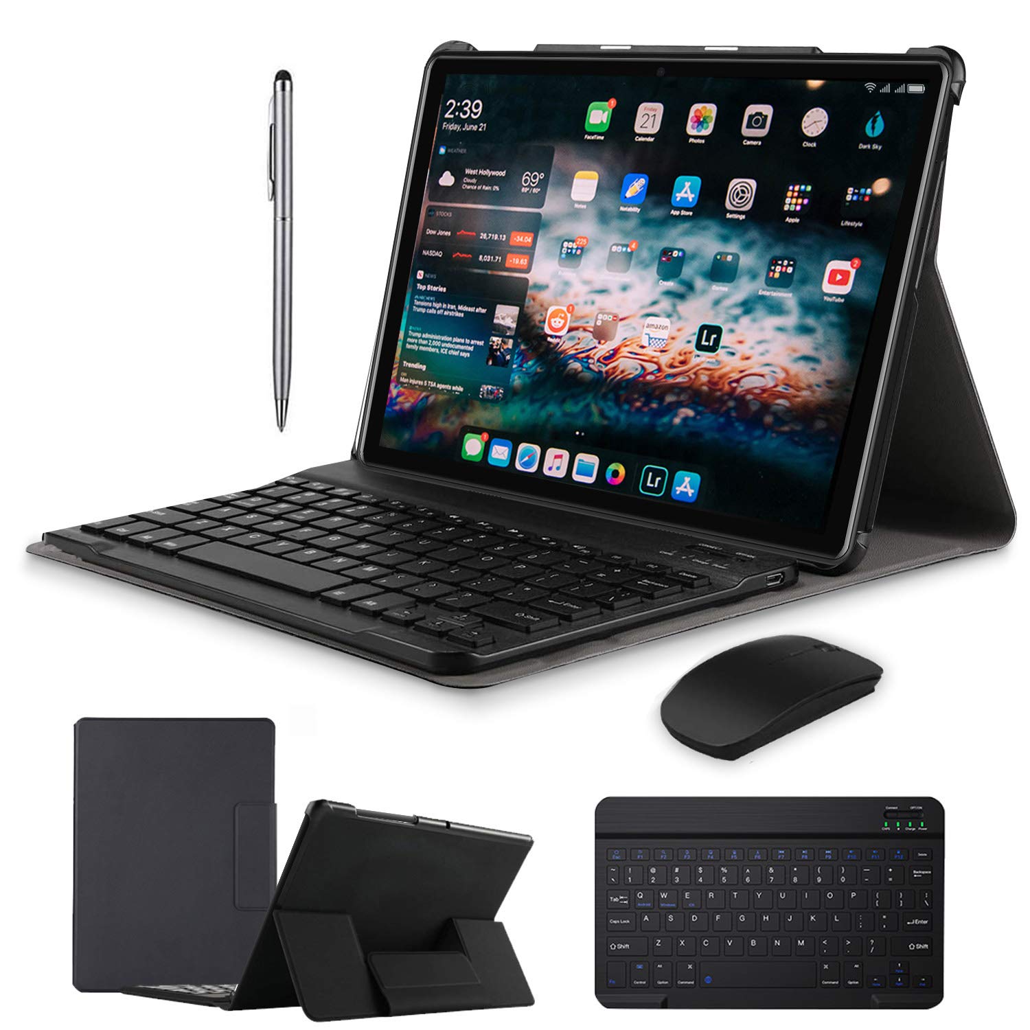 DUODUOGO 2 in 1 Tablets, Android 10.0 Tablet PC with Wireless Keyboard Case, 4GB RAM 64GB ROM/128GB Computer Tablets, Quad Core, HD/IPS, 8000mAh, 13MP Dual Camera, Cellular Dual 4G SIM + WiFi, DGO-P8