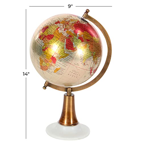 Deco 79 Marble Globe, 9" x 8" x 14", Bronze