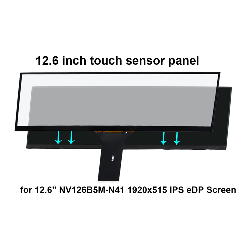 FanyiTek 12.6 inch Capacitive Touch Sensor Panel for 12.6" NV126B5M-N41 1920x515 IPS LCD Screen (Screen not included),support 10 muti-touch,Connecting via USB port