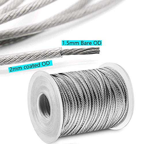 H&T String Light Hanging Kit, Outdoor Lights Hanging Kit, Globe String Lights Suspension Kit with 164ft Coated Stainless Steel Cable,Heavy-Duty and Easy to Install Guide Wire Globe String Light