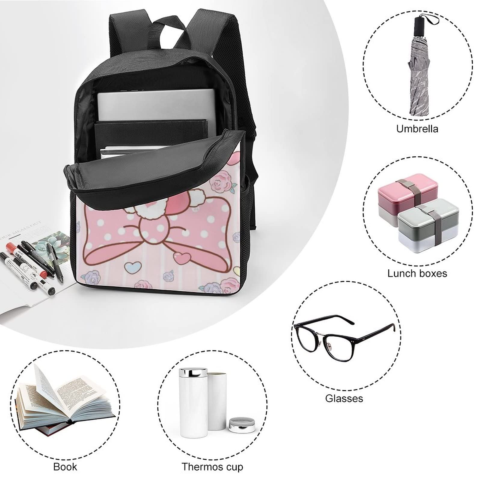 Dhucqze 3Pcs Lightweight Backpack Set Fashion Laptop Backpack Insulated Lunch Box Pencil Case Travel Shoulder Bag Daypack