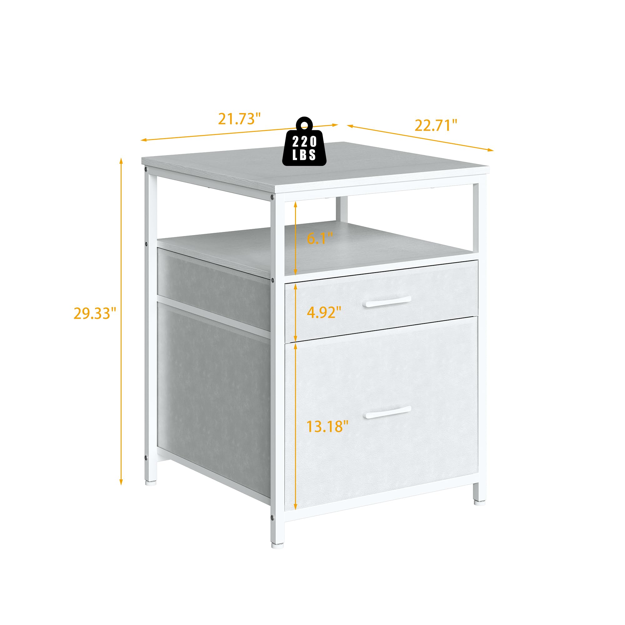 Herture Mini Fridge Stand with 3 Storage, Mini Fridge Cabinet, Beverage Fridge Table, Heavy Duty 21.3" L* 22.7" W Tabletop, for Dorm, Apartment,Office, Bedroom White HB01BXW