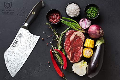 Dalstrong Cleaver Knife - 7 inch - Omega Series - BD1N-V Hyper Steel Kitchen Knife - G10 Woven Fiberglass Handle - Razor Sharp Knife - Leather Sheath Included