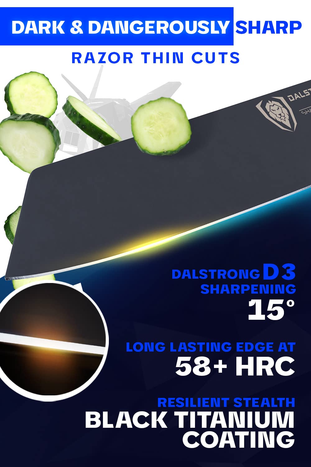 Dalstrong Kiritsuke Knife - 8.5 inch - Shadow Black Series - Black Titanium Nitride Coated - High Carbon - 7CR17MOV-X Vacuum Treated Steel Kitchen Knife - Sheath - Chef Knife - NSF Certified