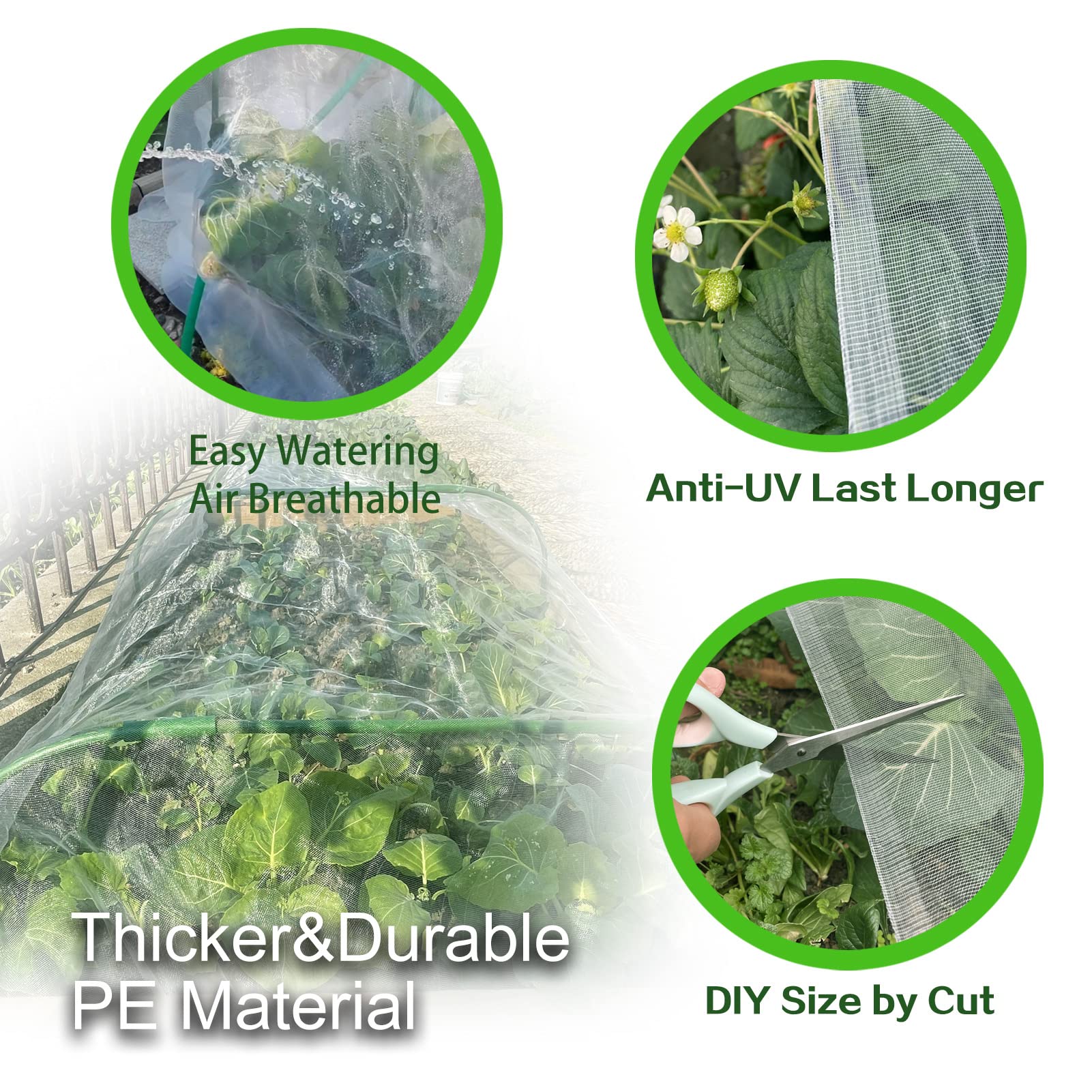 Garden Netting Ultra Fine 8x10Ft, Plants Cover, Barrier Mesh for Plant Vegetables Fruit Flower Tree, Row Covers Raised Bed Protection Net, Bird Animals Screen