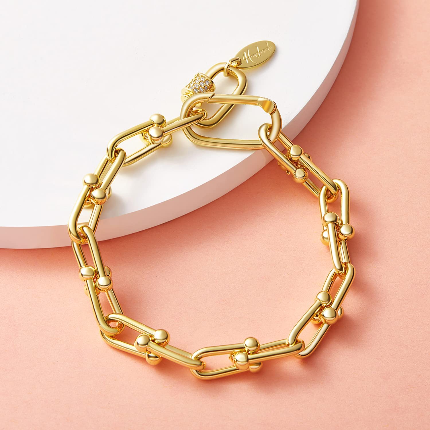 Emptizer Gold Bracelets for Women 18K Gold Plated Cubic Zirconia Bracelet Handmade Chain, 8β