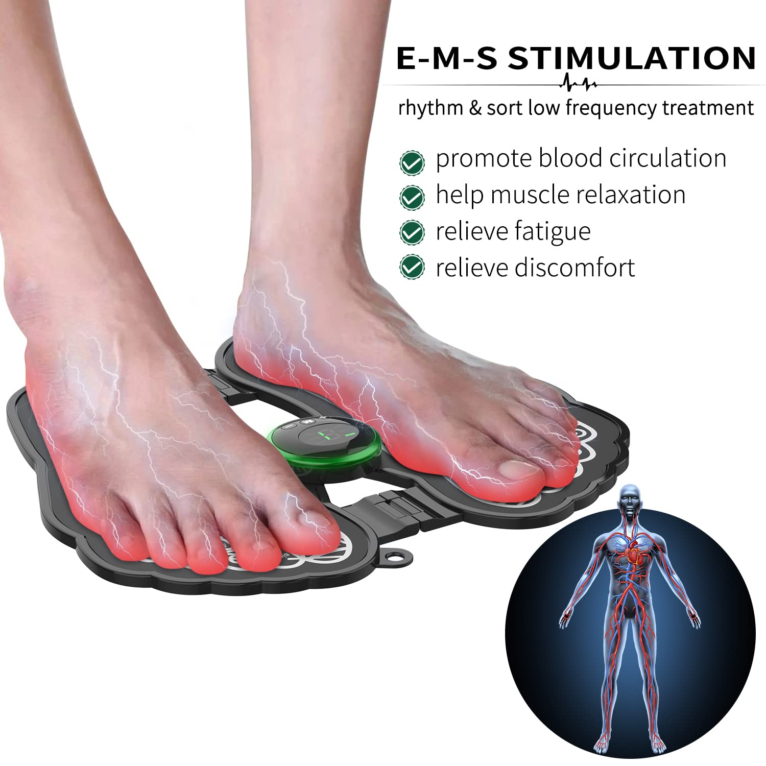 EMS Foot Massager Mat - Electric Feet Massager Pad Legs Circulation Sore Relief Acupressure Acupuncture Device Anti Fatigue Feet Relaxation Machine for Women Men
