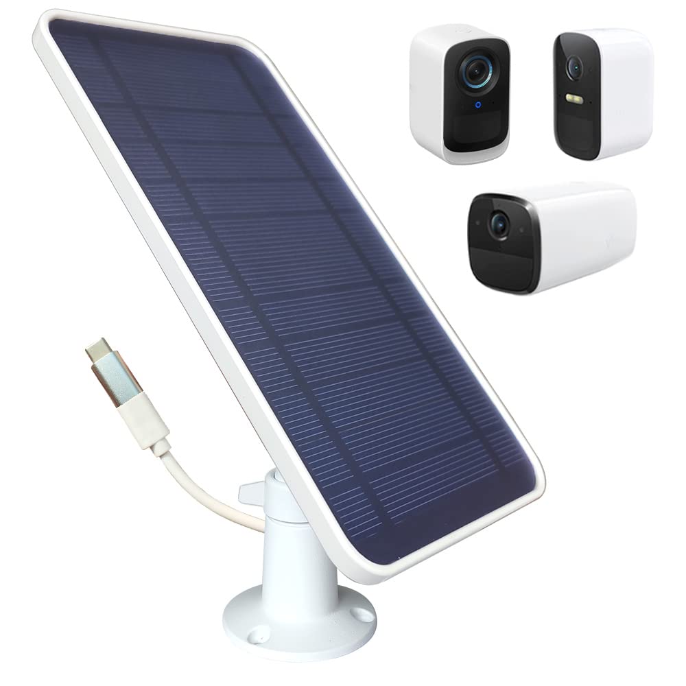 DIANMU Solar Panel for Arlo Essential 2k (2nd Generation), EufyCam 3C/2C Pro/2 Pro/E/SoloCam E40/E20, with 13FT Weatherproof Cable & Aluminum Alloy Mount (1 Pack)