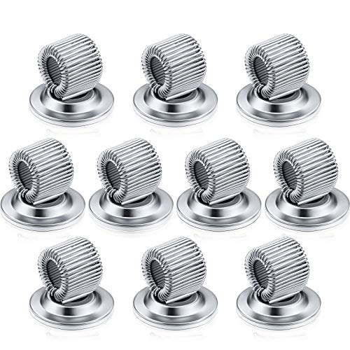 Outus Pen Holder Clips Manganese Steel Pen Holder Self Adhesive Pen Pencil Organizer with Adjustable Spring Loop for Refrigerator Whiteboard Erase Board and Bulletin Board Map (10 Pieces, Silver)