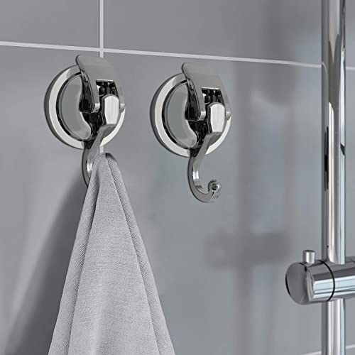 YSSILADI Suction Cup Hooks Heavy Duty Vacuum Suction Shower Hooks Glass Suction Cup Hooks Bathroom Robe Hooks Reusable, No Hole Punched, for Garland Decoration (Silver, 6 Pack)