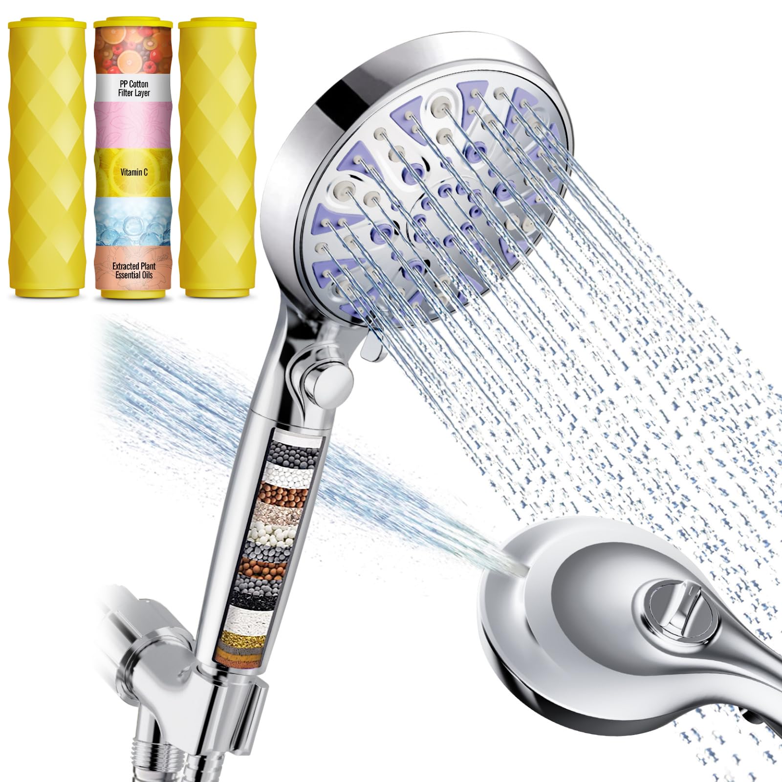 High Pressure 10-mode Detachable Shower Head & Fragrant Vitamin Replacement Shower Filter