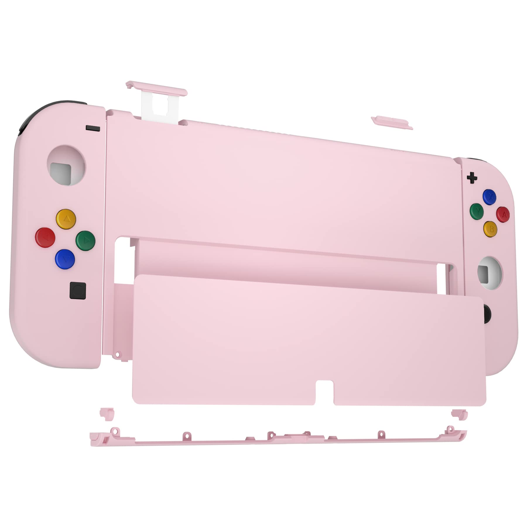 eXtremeRate DIY Full Set Shell Buttons for Nintendo Switch OLED, Replacement Console Back Plate & Kickstand, Custom Case Housing for Nintendo Switch OLED JoyCon - Cherry Blossoms Pink