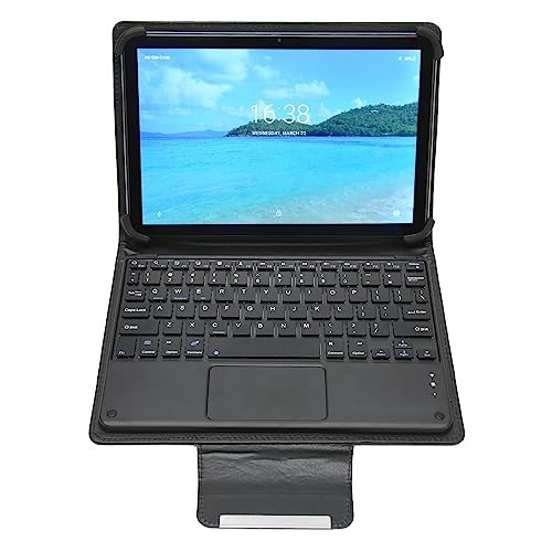 DAUZ FHD Tablet, 10.1 Inch Tablet 5.0 2 in 1 8MP Front 16MP Rear with Keyboard for Home (US Plug)