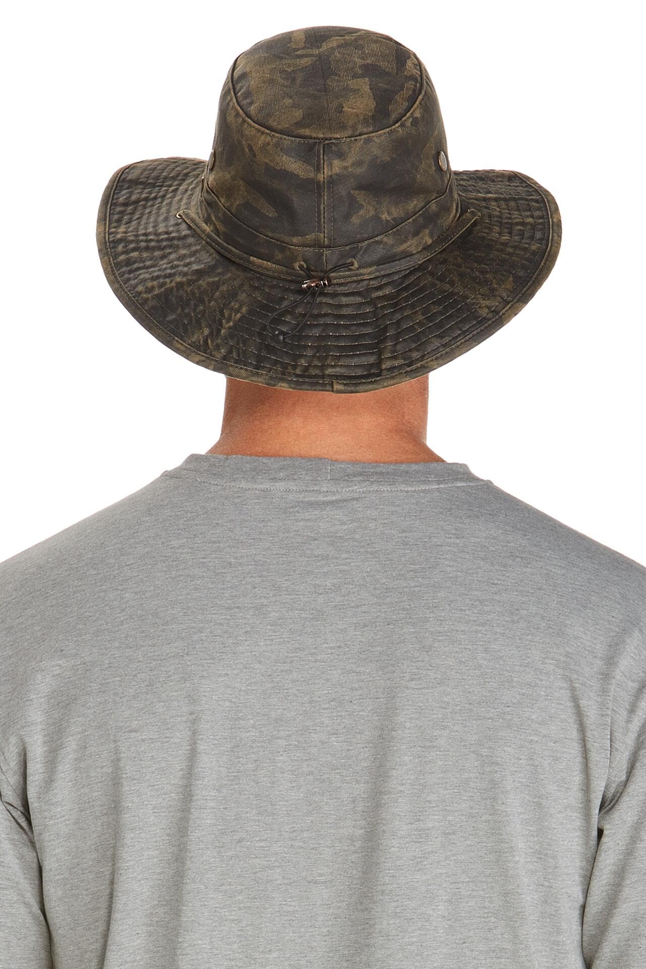 Coolibar UPF 50+ Men's Outback Camo Boonie Hat - Sun Protective (Large- Forest Green Camo Print)