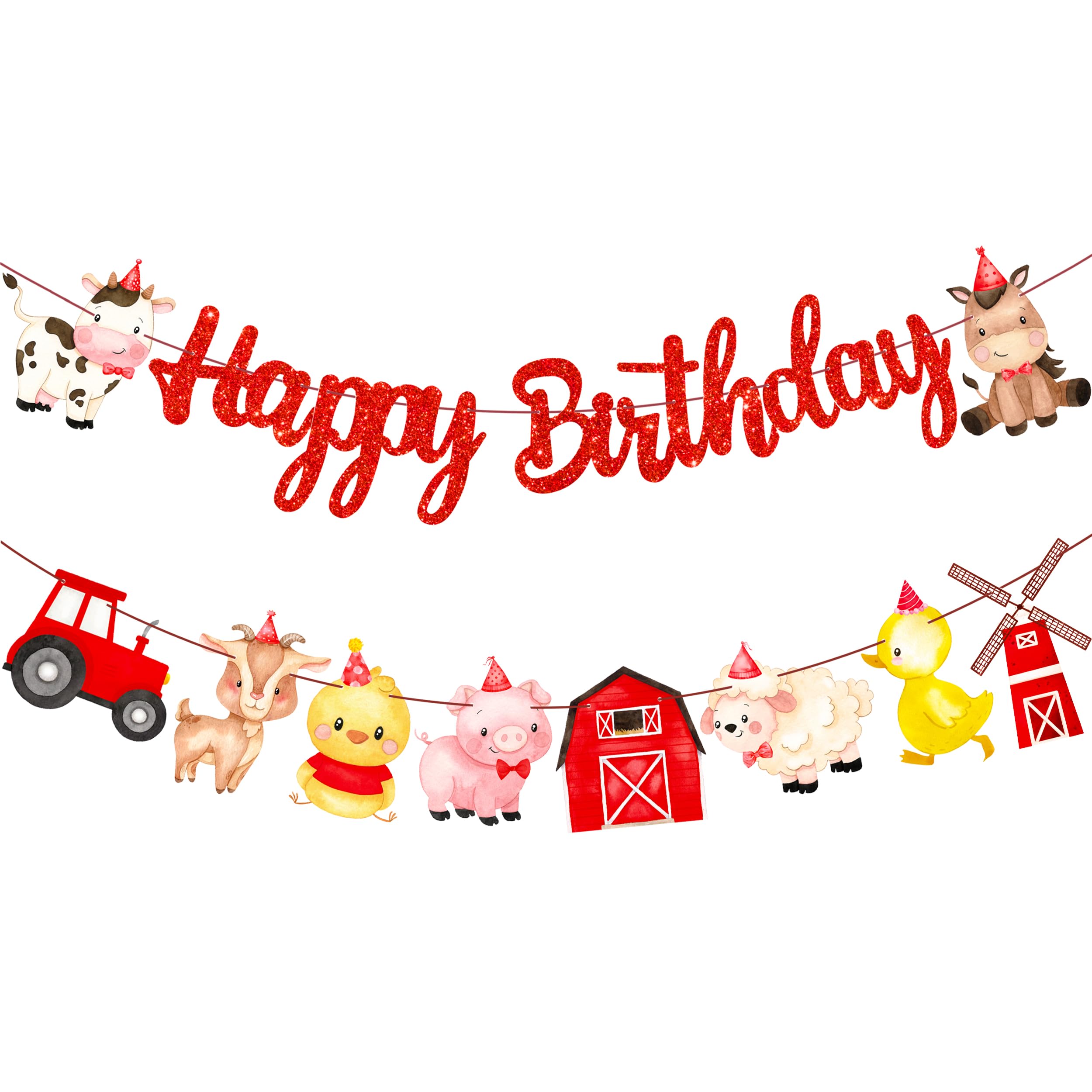 Farm Birthday Party Decorations Red Farm Happy Birthday Banners Farm Animal Party Decorations for Farm Barnyard Birthday Party Barn Theme Baby Shower Supplies
