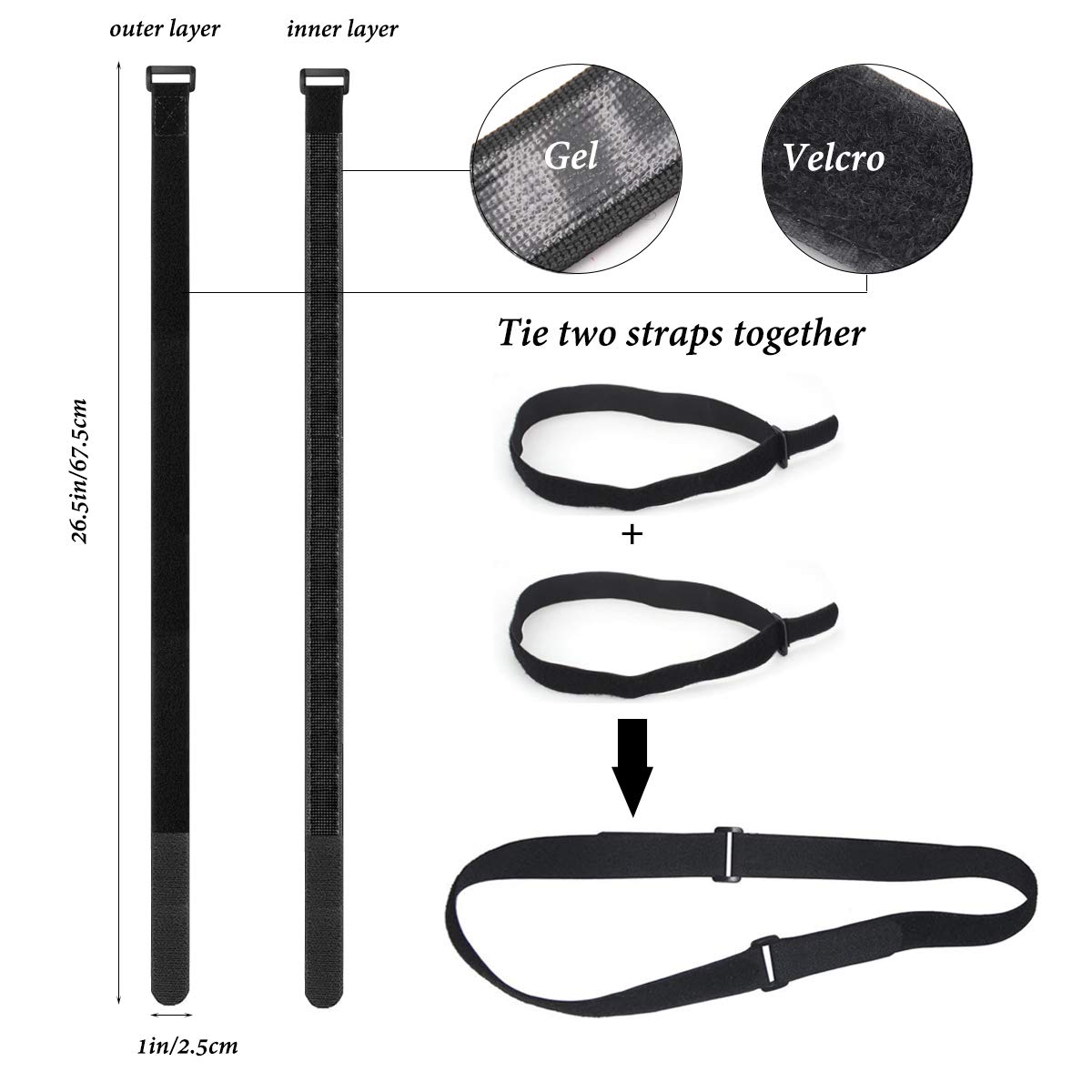 EUGO Bike Rack Straps, Reusable Adjustable Bicycle Bike Wheel Stabilizer Straps with Strong Gel Grip, Fixing Various Types of Bicycles Tire(2 Pack)
