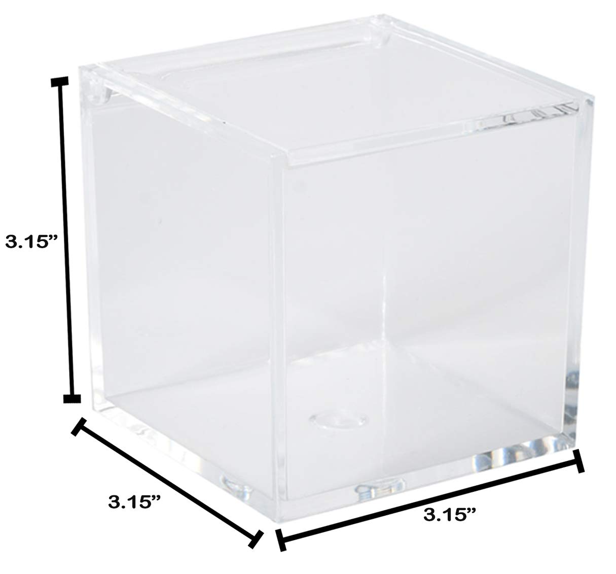 Hammont Acrylic Boxes - Clear Cubes (4 Pack) 3.15x3.15x3.15 | Small Lucite Boxes with Hinged Lids, for Displays, Gifts, Weddings, Jewlery, Parties, Candies & Supplies, Plastic Storage Containers