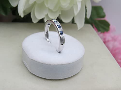 Dazzlingrock Collection Princess Blue Sapphire Stackable Wedding Band (0.30 ctw) in 10K White Gold Size 7