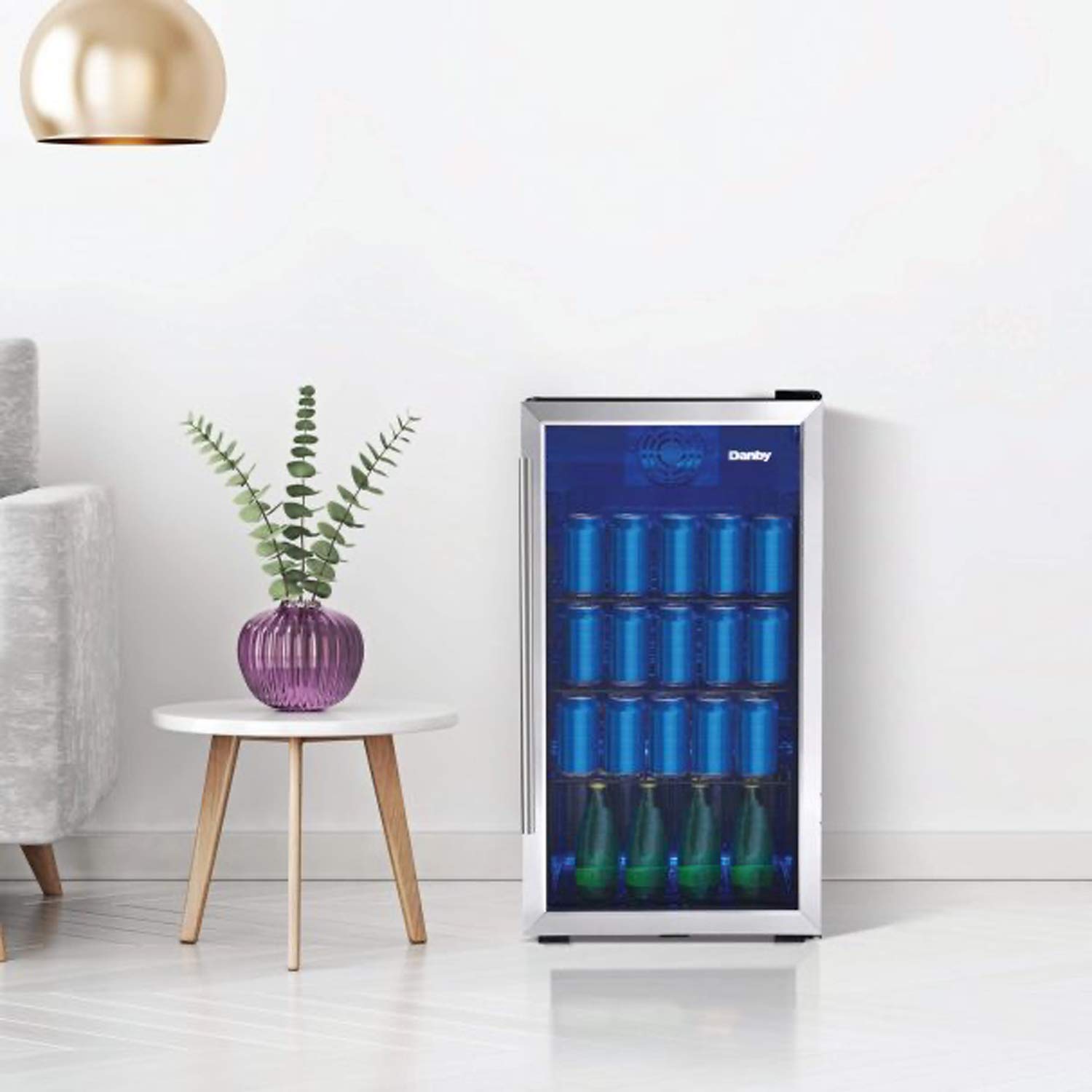 Danby DBC117A2BSSDD-6 18" Stainless Steel Beverage Center with 117 Can Capacity, 3.1 cu. ft. Capacity, Blue LED Lighting and Door Lock, in Stainless Steel